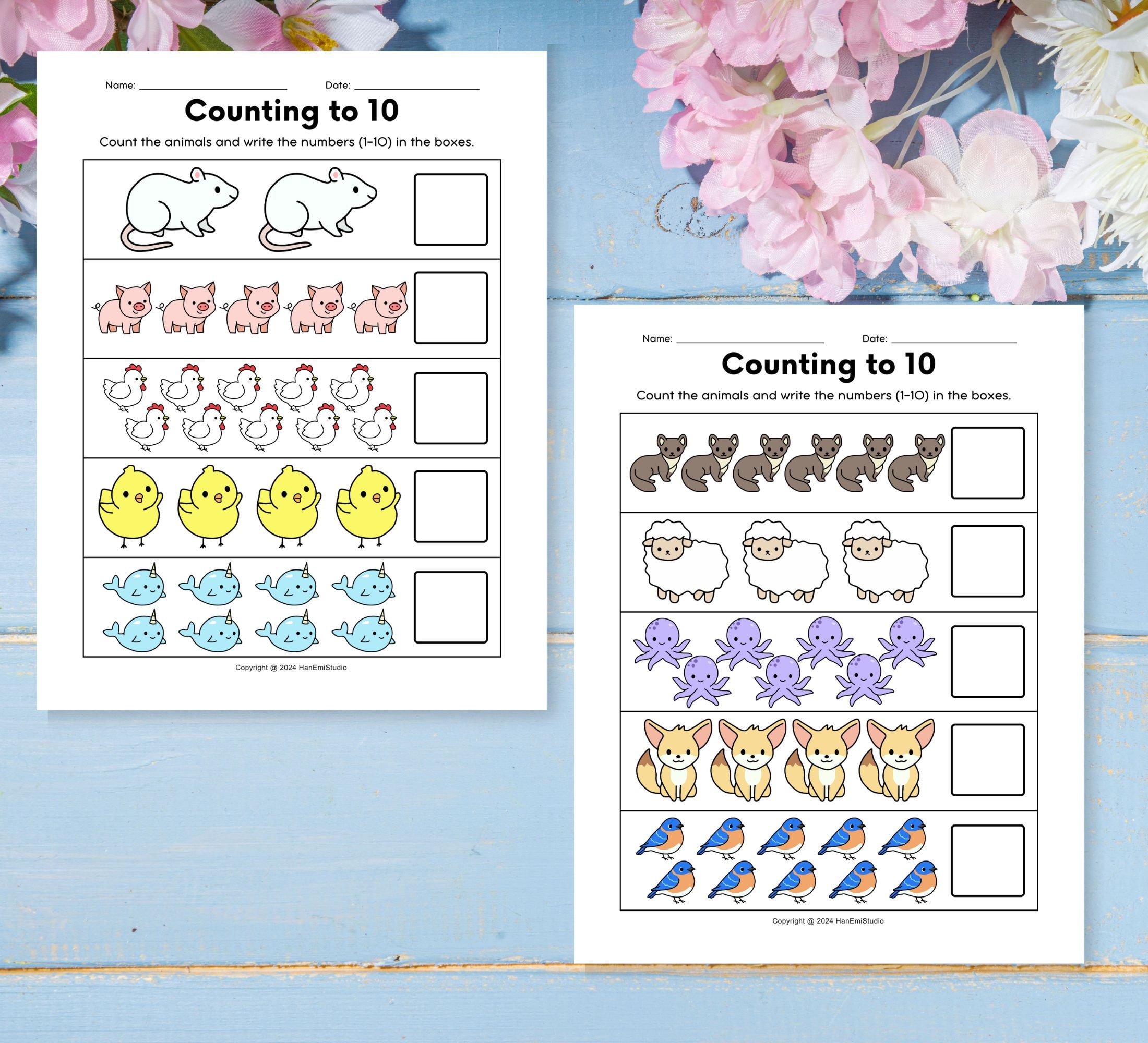 10 Counting Animal Worksheets Numbers 1 - 10; Counting Worksheets; Prek ...