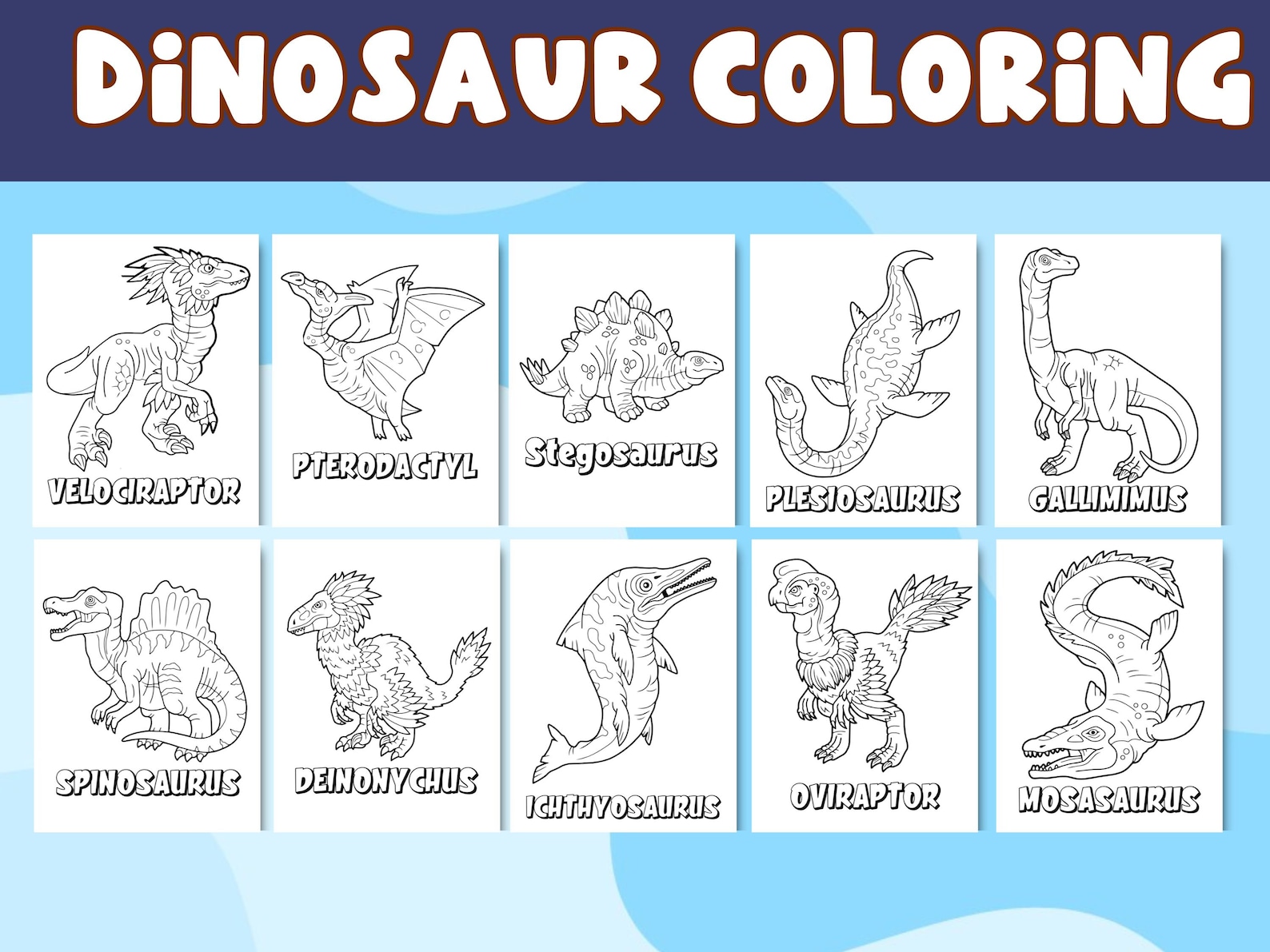 20 Dinosaur Coloring Pages With Name for Identification; Dinosaurs ...