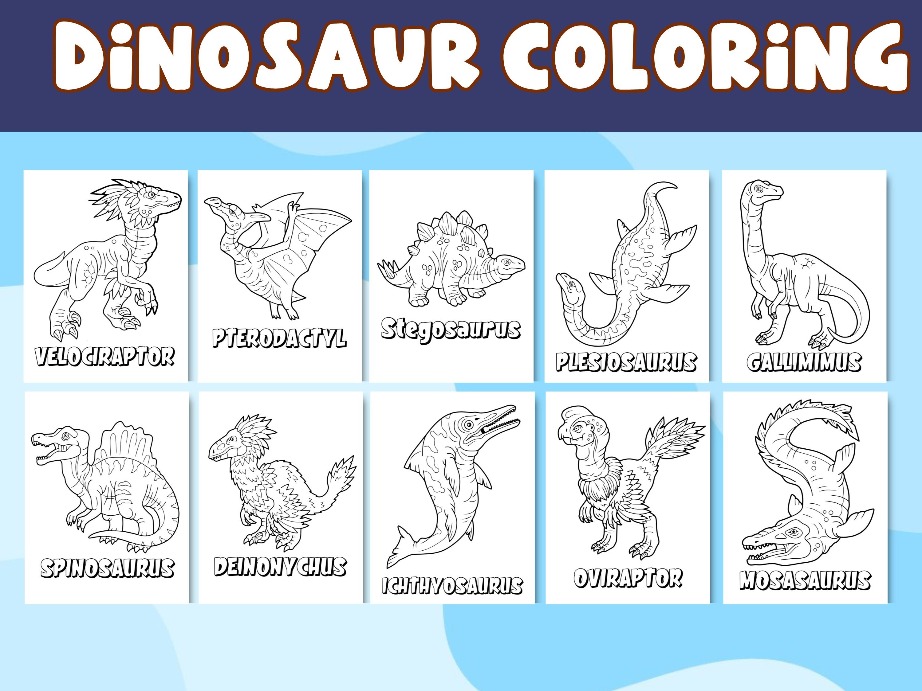 20 Dinosaur Coloring Pages With Name for Identification; Dinosaurs ...