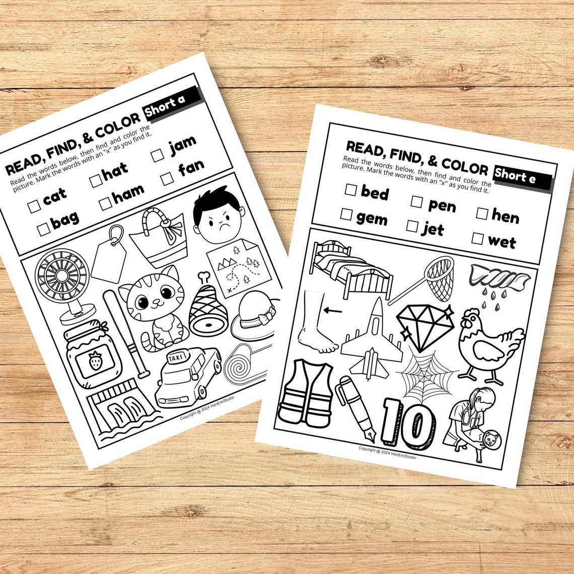 10 Page Read Find Color Short and Long Vowels; 4 – 6 Years Old; Prek ...