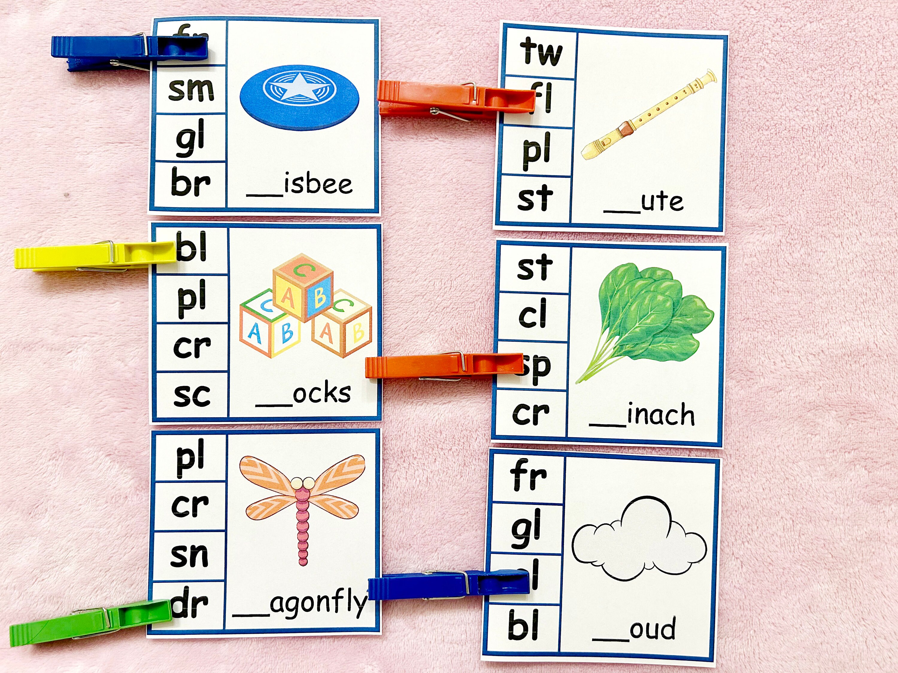 84 Beginning Blend Clip Cards; Beginning Sound Activity; Blend ...