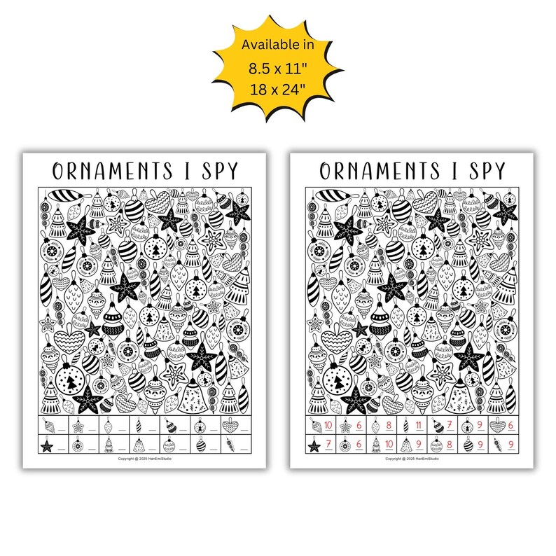 Ornaments Hidden Objects Game; Printable Christmas Game for Kids ...