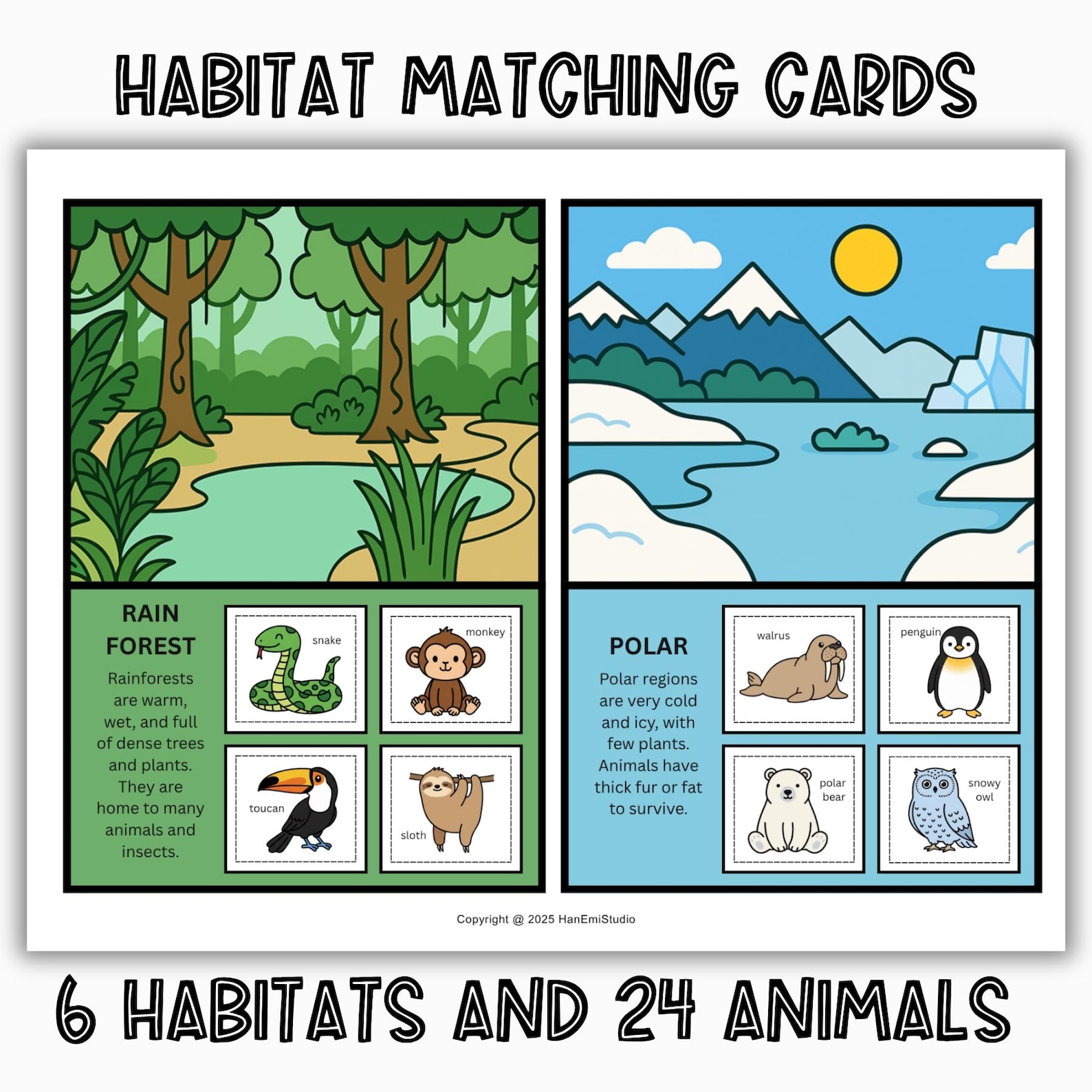 Habitat Matching Cards; Habitat Sorting Activity; Match the Animal to ...