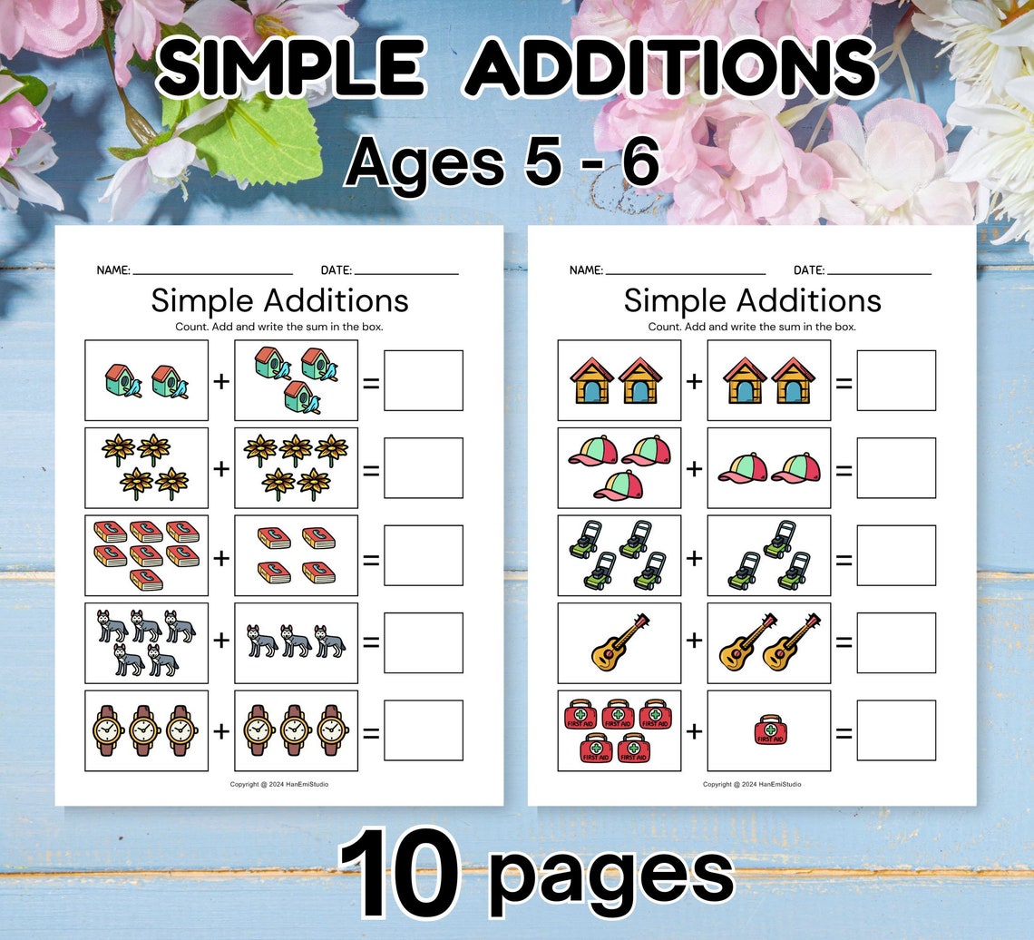Simple Addition Worksheets for Preschoolers and Kindergarteners ...