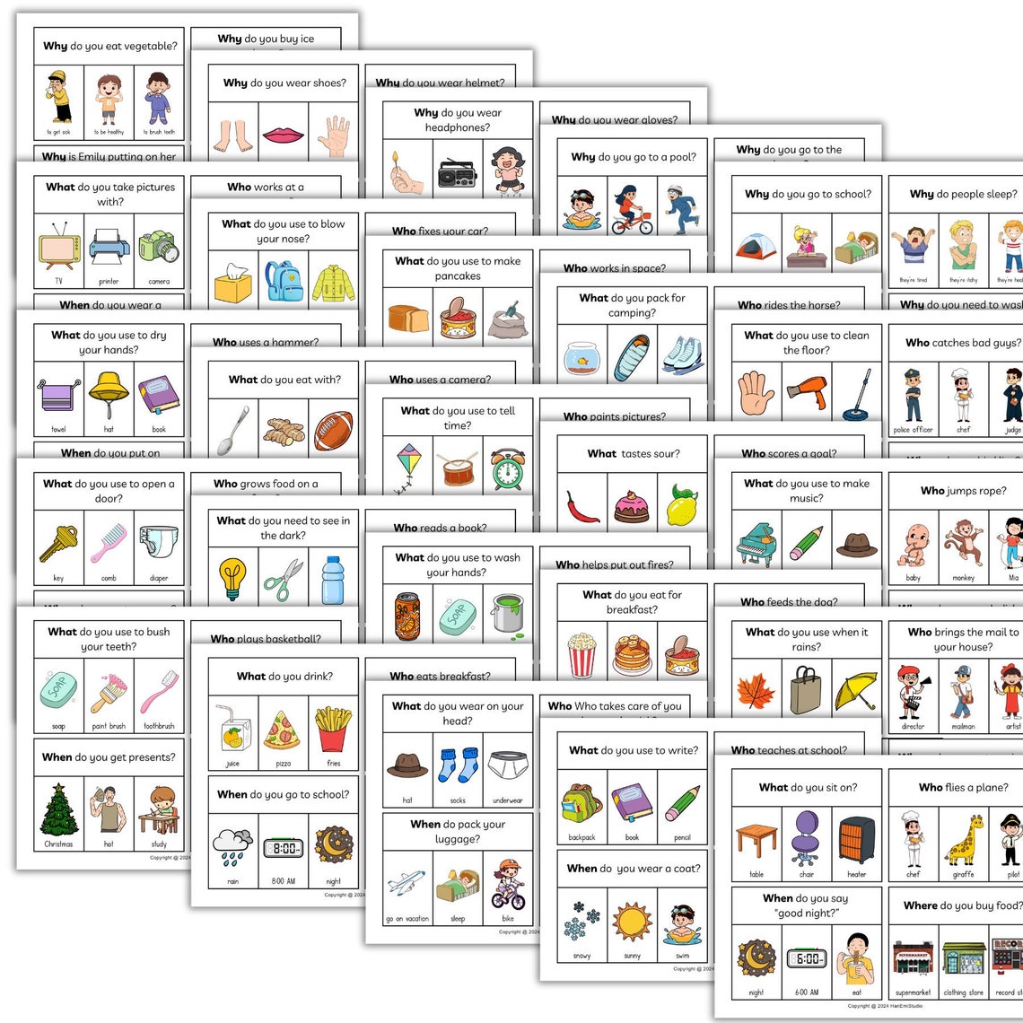 100 WH Question Flash Cards; WH Questions; Speech Therapy Task Cards ...