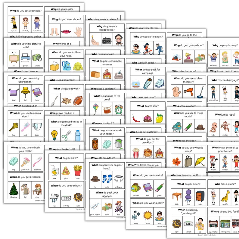 100 WH Question Flash Cards; WH Questions; Speech Therapy Task Cards ...