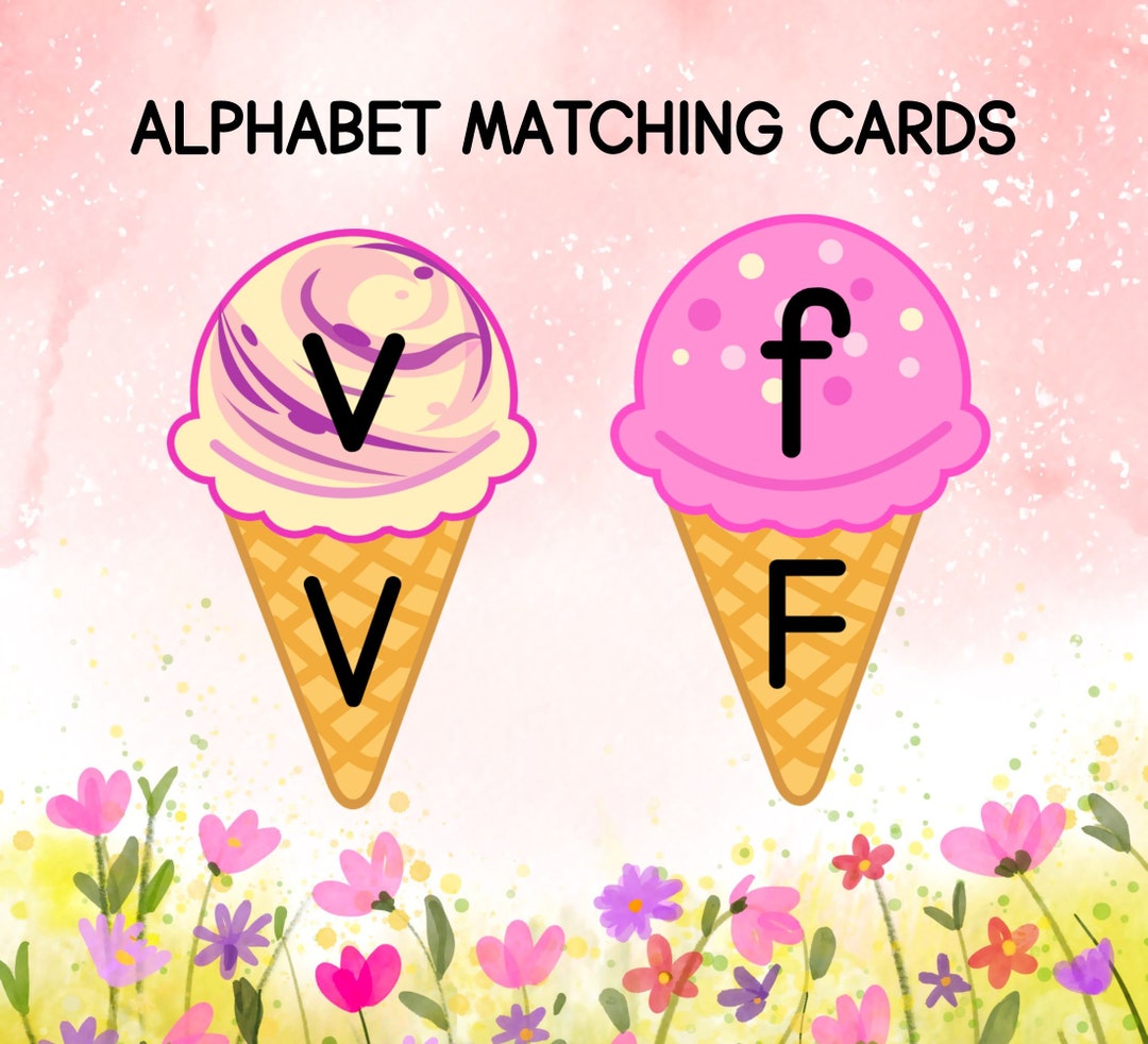Ice Cream Uppercase and Lowercase Matching Cards for Kids; Alphabet ...