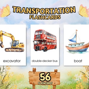56 Transportation Vocabulary Flashcards for Kids; Kids Learning Flash ...