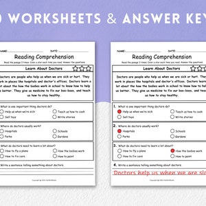 20 Reading Comprehension Worksheets About Professions for Ages 5-7 ...