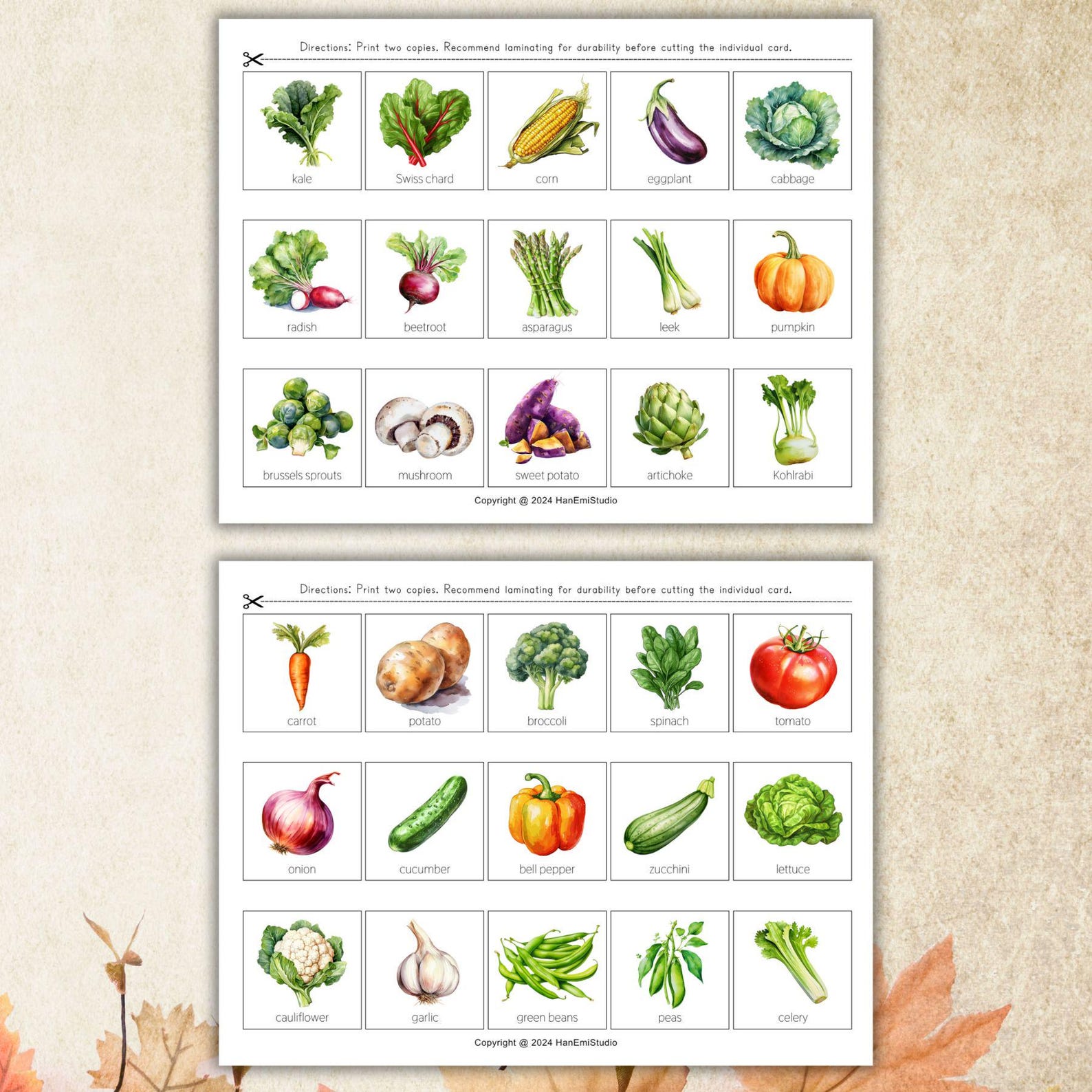 30 Pairs Vegetable Memory Game; Vegetable Matching Cards; Vegetable ...
