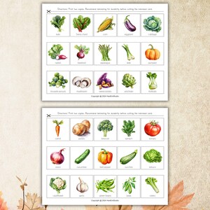 30 Pairs Vegetable Memory Game; Vegetable Matching Cards; Vegetable ...