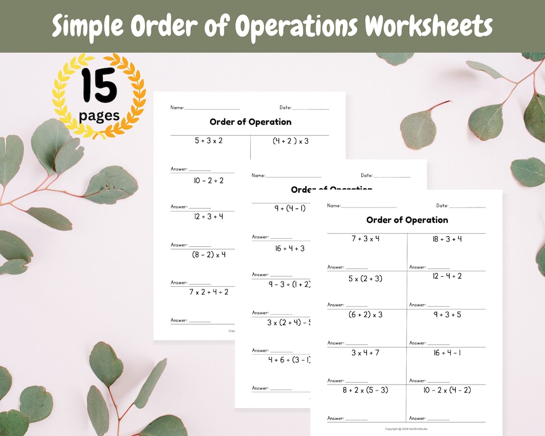 15-page Simple Order of Operation Worksheets for 4th 6th Graders ...