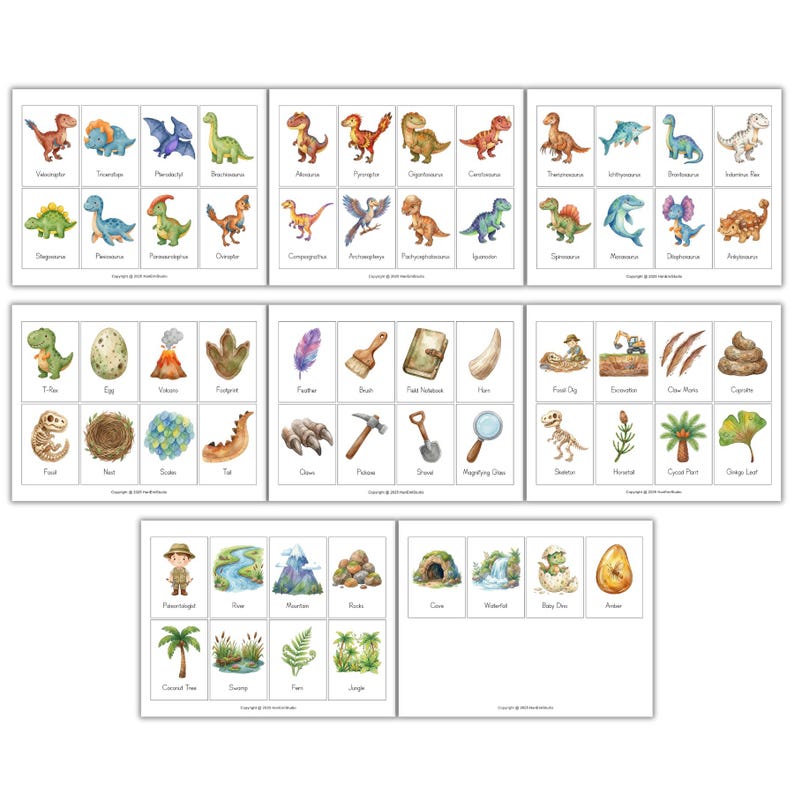 Dinosaur Flashcards Printable; Watercolor Kids Flashcards; Dinosaur ...