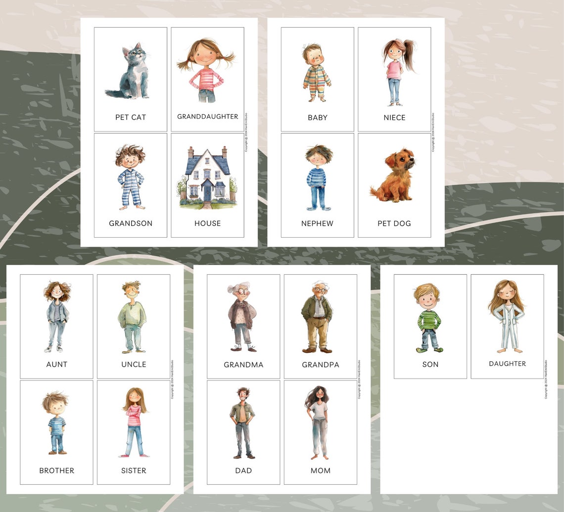 18 Family Flashcards; Vocabulary Flashcards for Kids; Kids Flash Cards ...