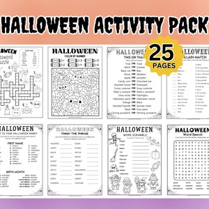 25-page Halloween Kids Activity Pack; Halloween Puzzles; Kids Word ...