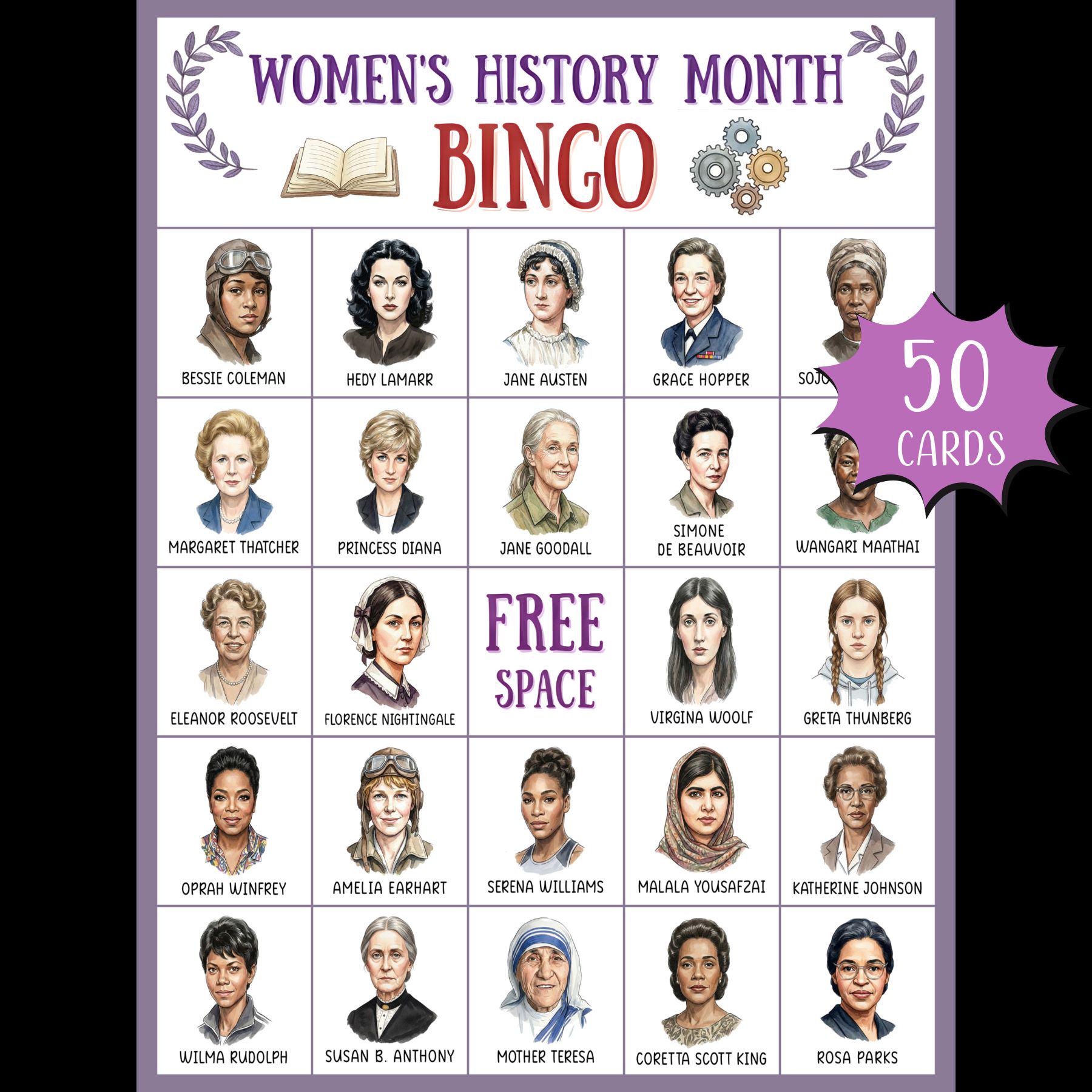 Women’s History Month Bingo Printable; International Women’s Day Game ...