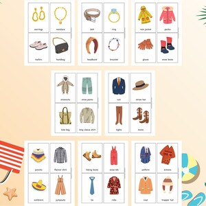 80 Cloth and Accessory Vocabulary Flashcards for Kids; 1st Words ...