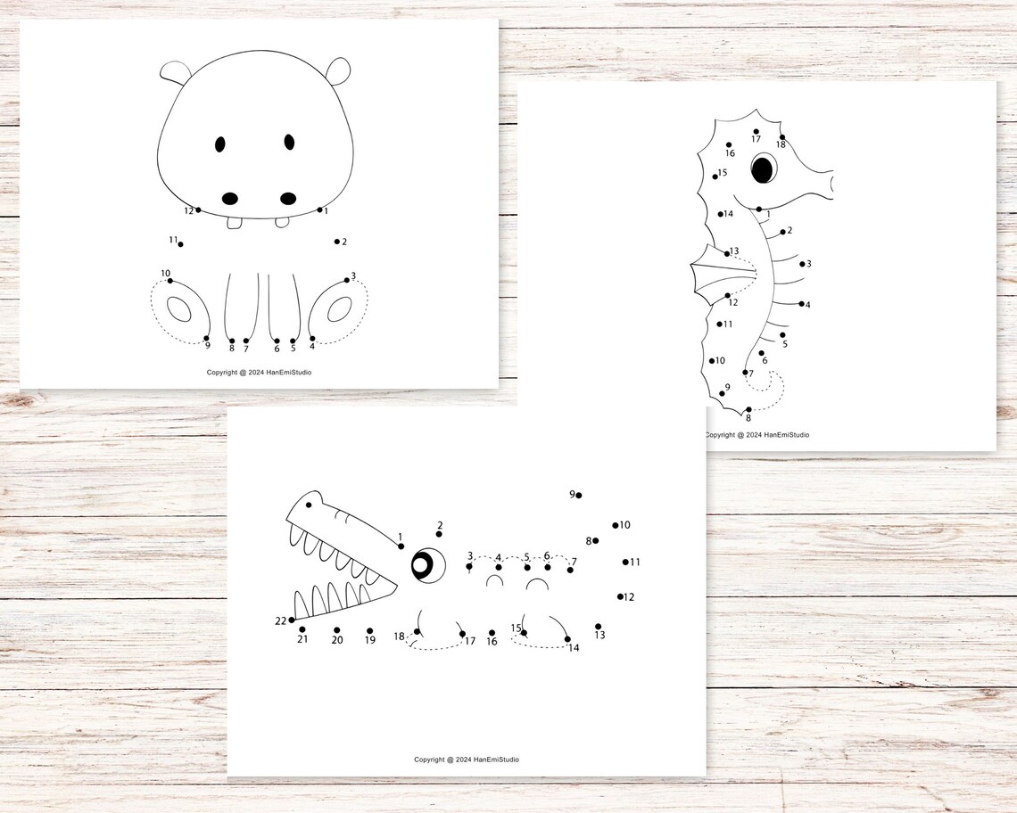 20 Page Animal Dot to Dot Worksheets for Ages 5-7 preschool ...