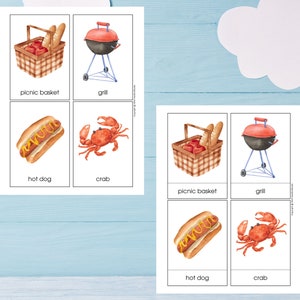 68 Watercolor Summer Vocabulary Flashcards for Kids; Kids Learning ...