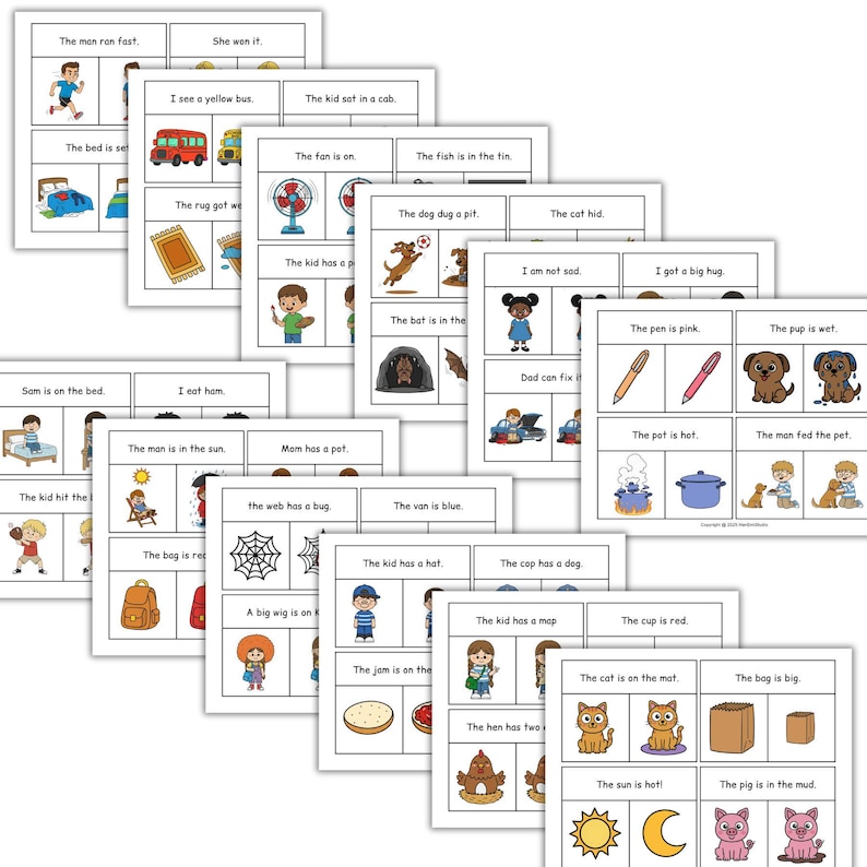 Simple Sentence Reading Task Cards; CVC Sentence Reading; Phonics ...