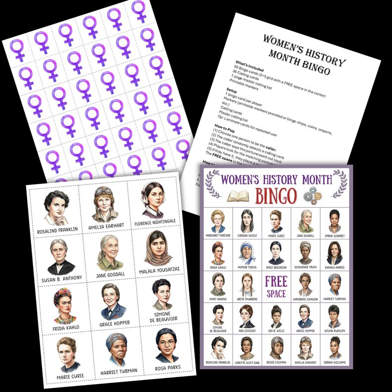 Women’s History Month Bingo Printable; International Women’s Day Game ...