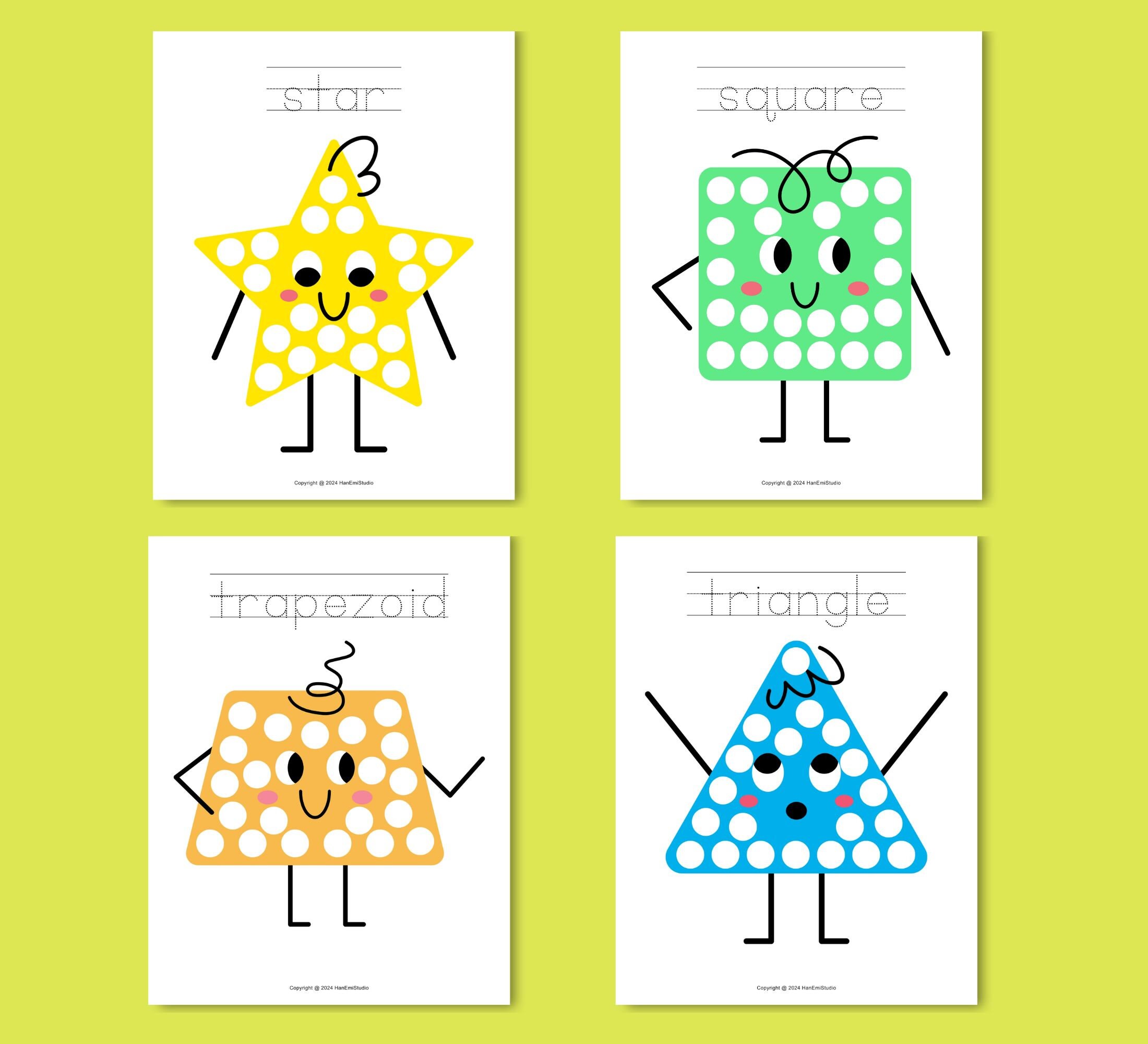 14 Shapes Dot Marker Worksheets for Kids; Shapes Dot a Dot; Do to Dot ...
