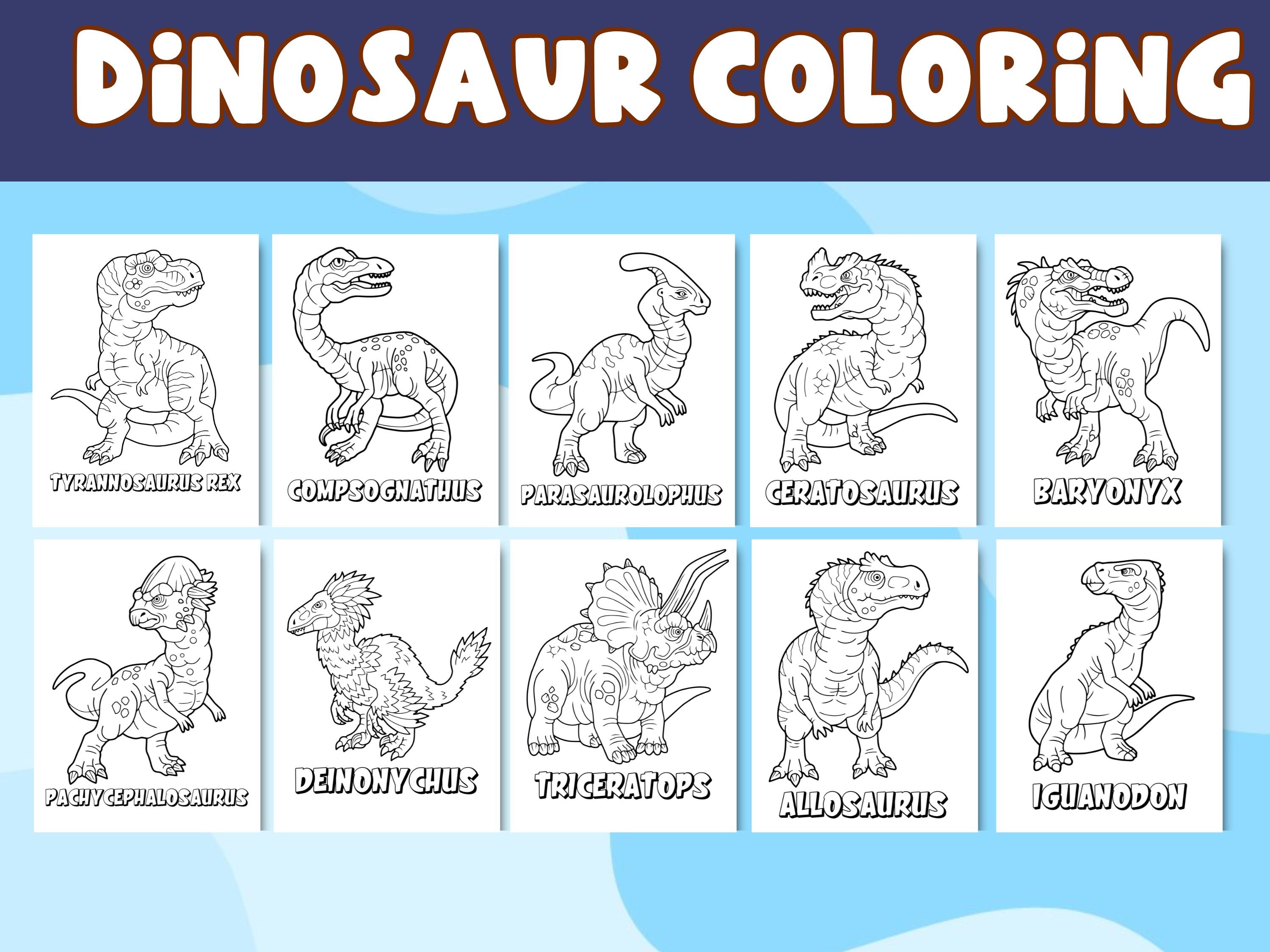 20 Dinosaur Coloring Pages With Name for Identification; Dinosaurs ...