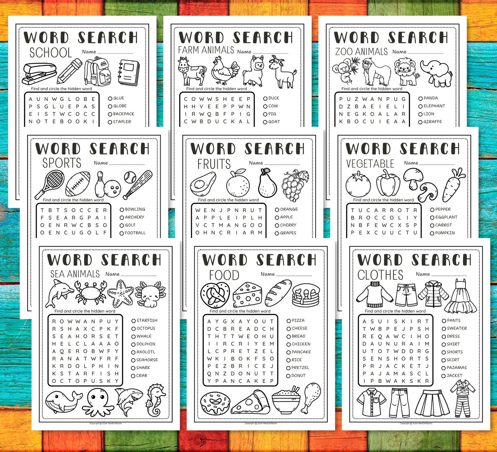 Easy Word Search for Kids; Word Search for Kids; Kids Word Search; Word ...