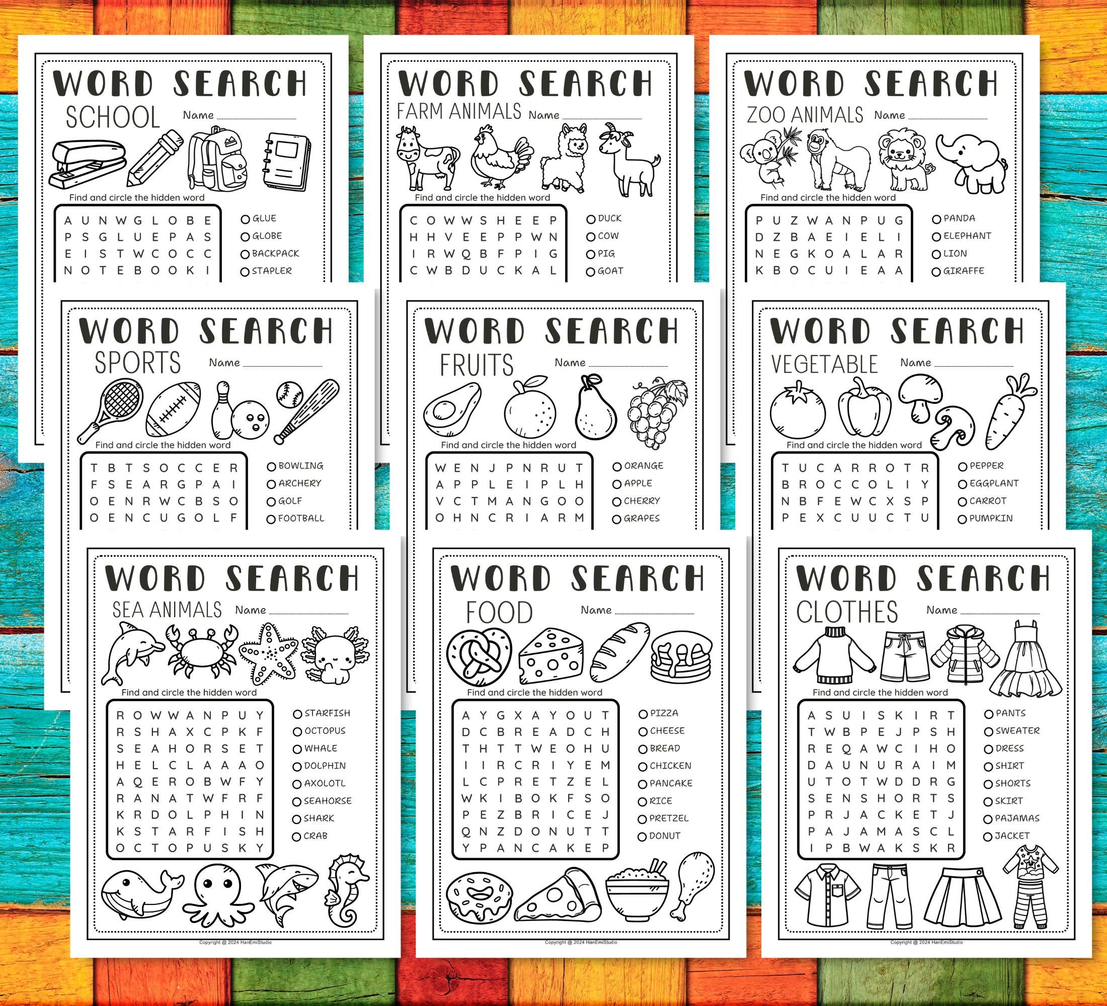 Easy Word Search for Kids; Word Search for Kids; Kids Word Search; Word ...
