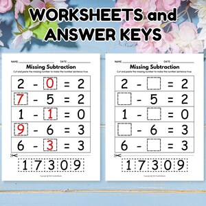 10-page Missing Subtraction Worksheets Numbers 1 - 10; Preschool Math ...