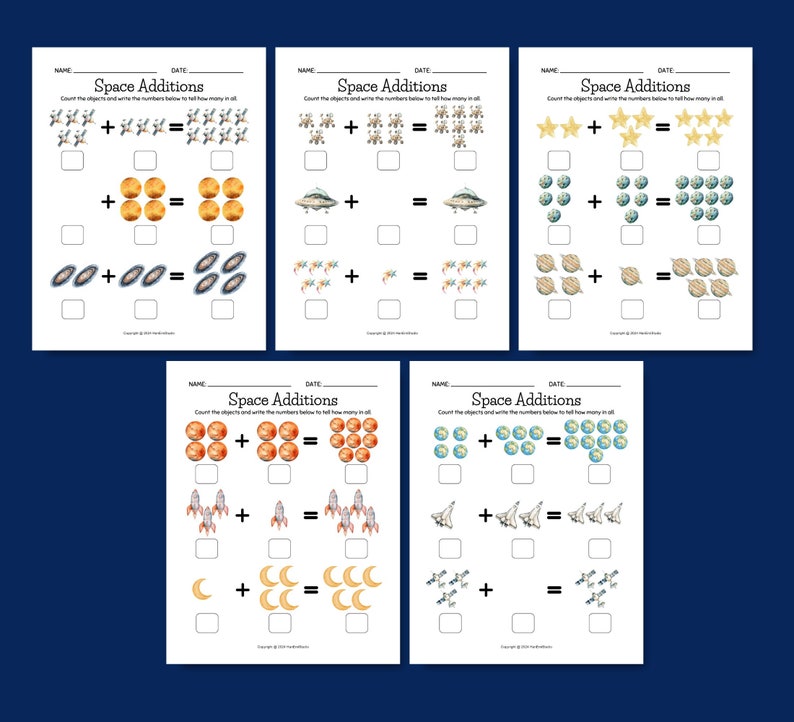 10 Simple Outer Space Addition Worksheets for Preschoolers and ...