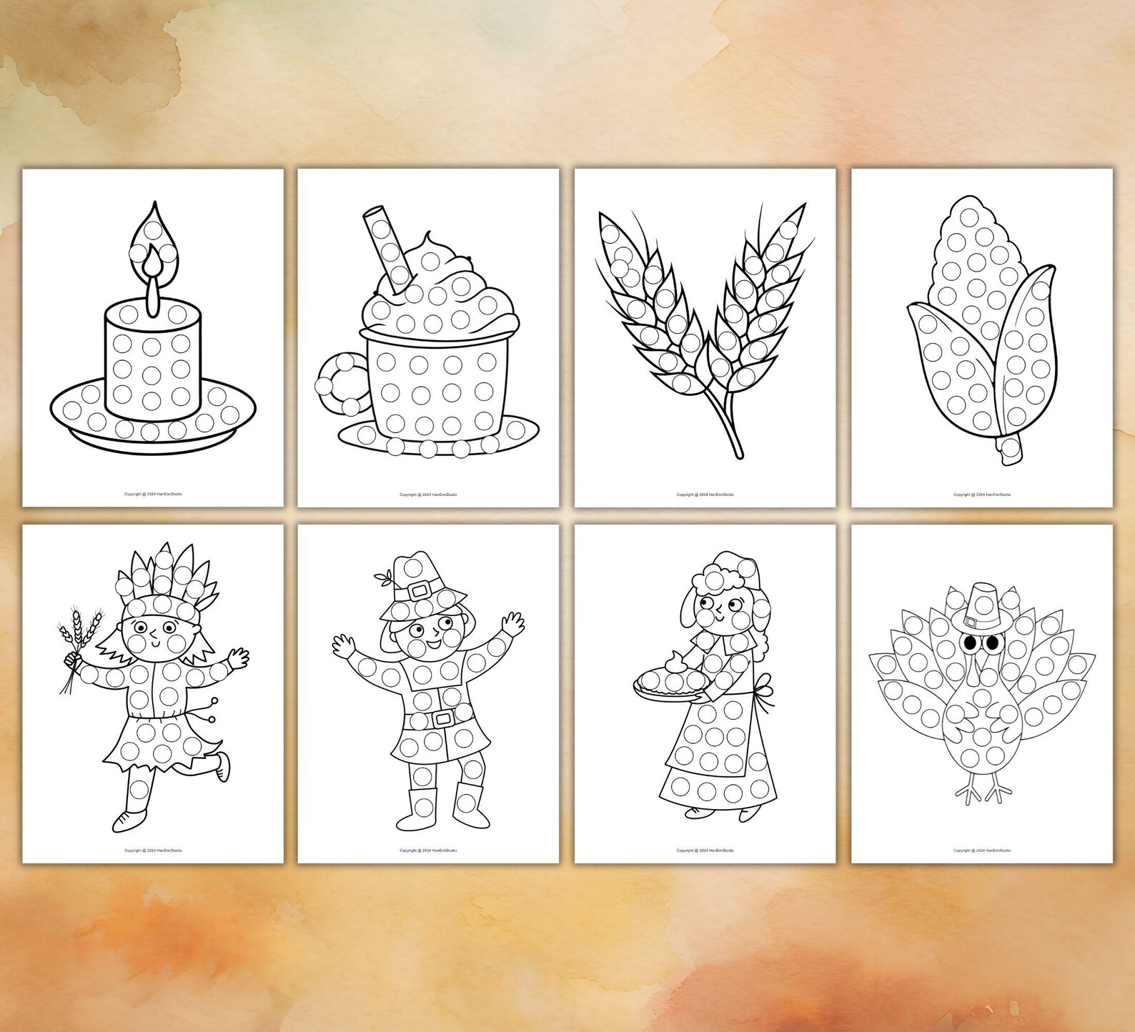 20 Thanksgiving Dot Marker Worksheets for Kids; Dot a Dot Pages; Kids ...