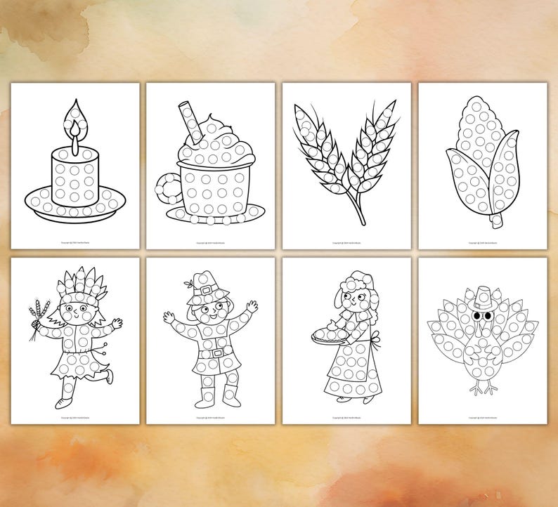 20 Thanksgiving Dot Marker Worksheets for Kids; Dot a Dot Pages; Kids ...