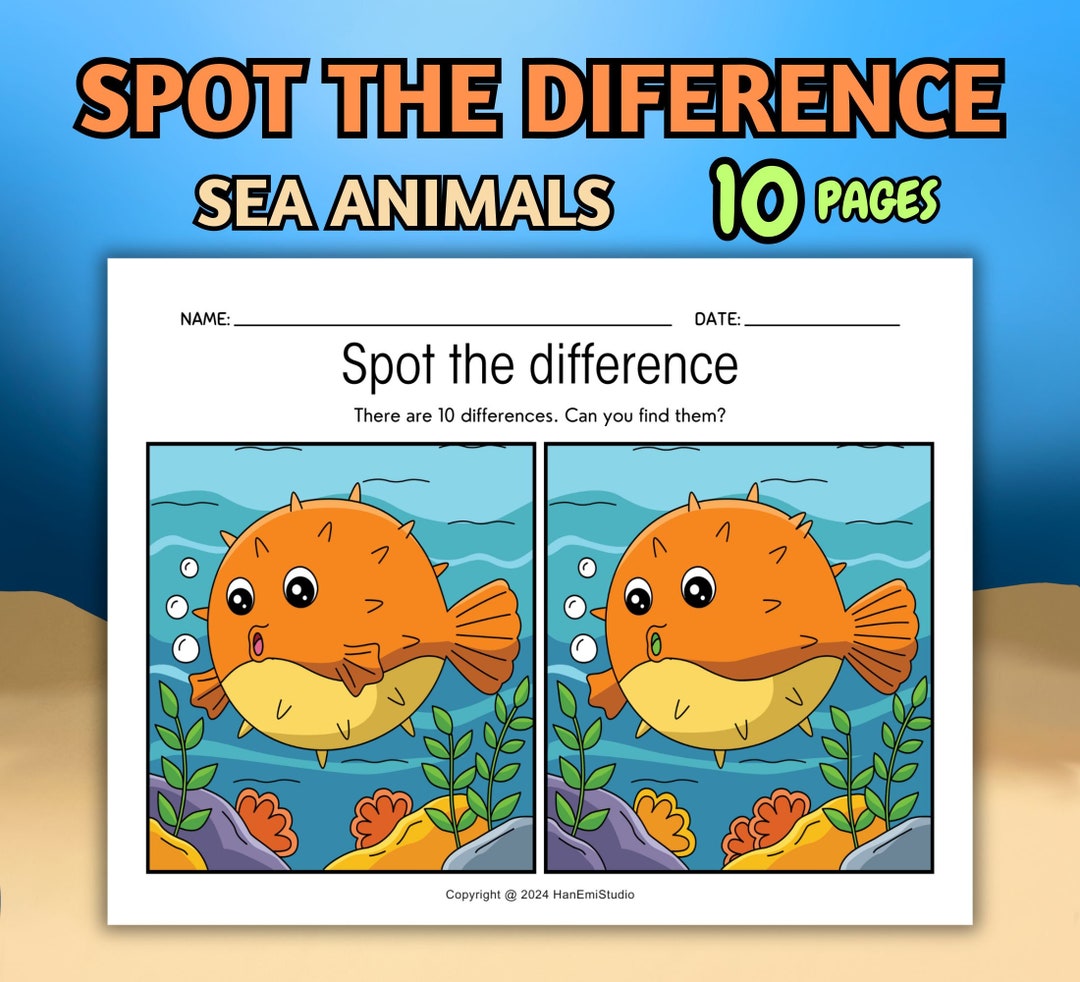 10 Sea Animal Spot the Difference Worksheets for Prek and ...