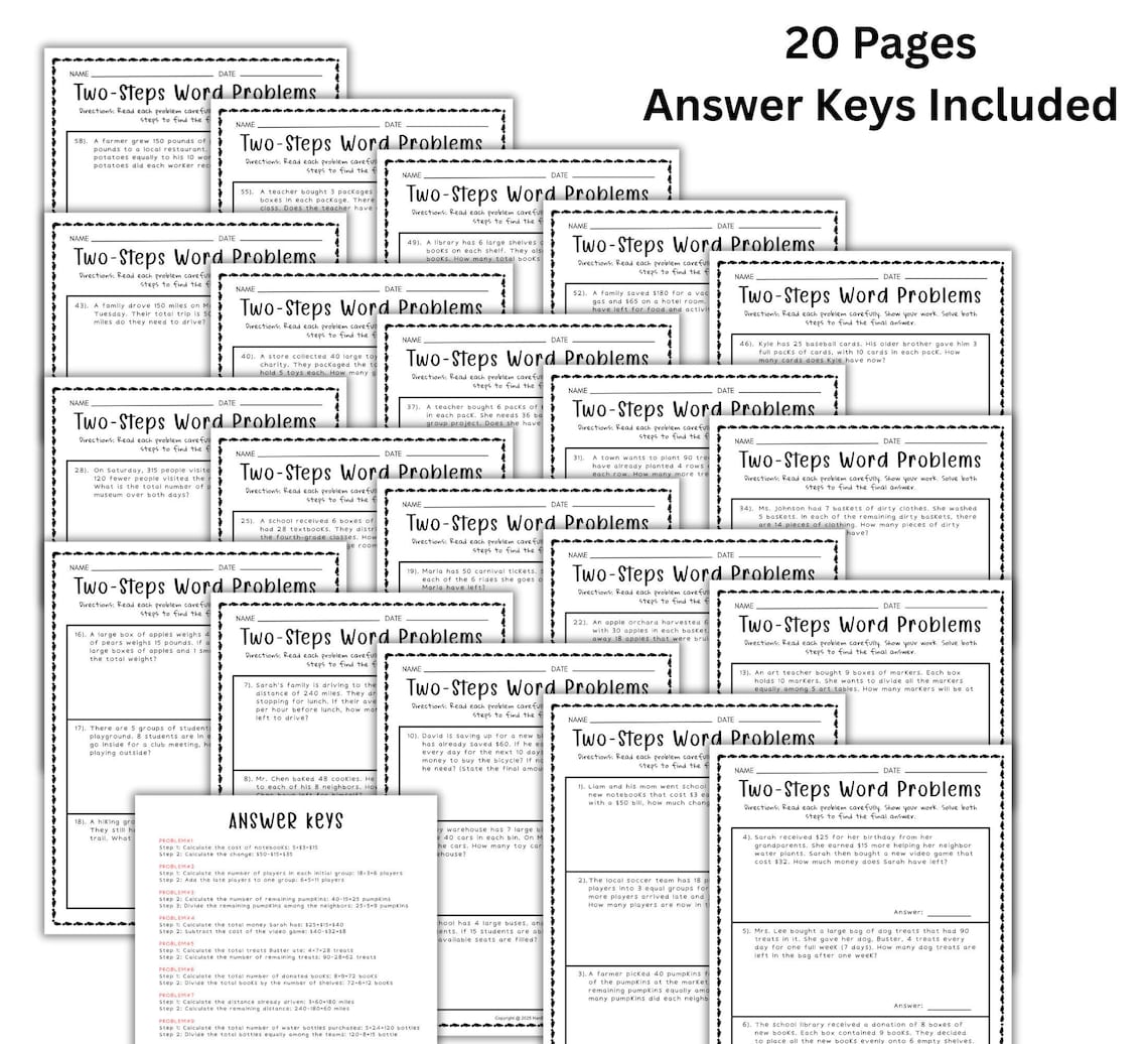 Mixed Two-step Word Problems Worksheets; 4th Grade Math Worksheet ...