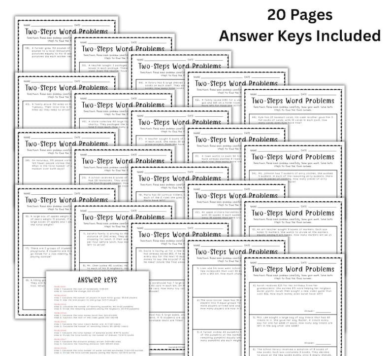 Mixed Two-step Word Problems Worksheets; 4th Grade Math Worksheet ...