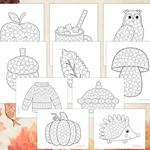 10 Fall Dot Marker Worksheets for Kids; Autumn Dot Marker Pages; Dot ...