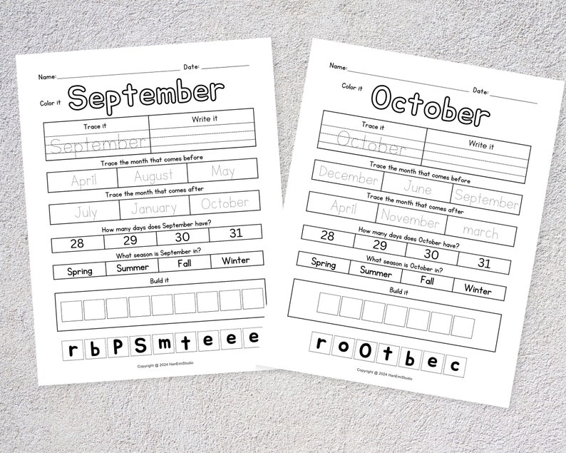 12-page Months of the Year Worksheets for Ages 4-7; Homeschool ...