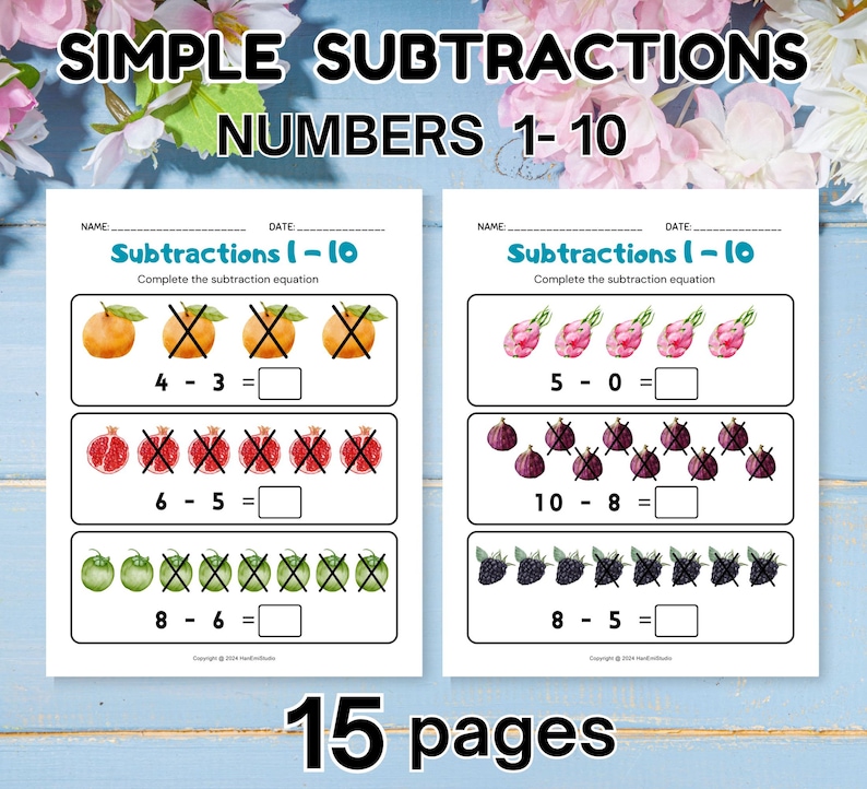 Simple Subtraction Worksheets Number for Preschoolers and ...