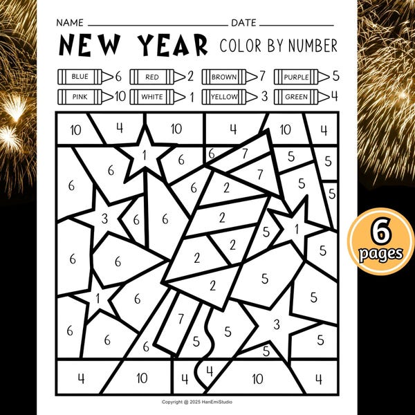 New Year Color by Code - Etsy UK