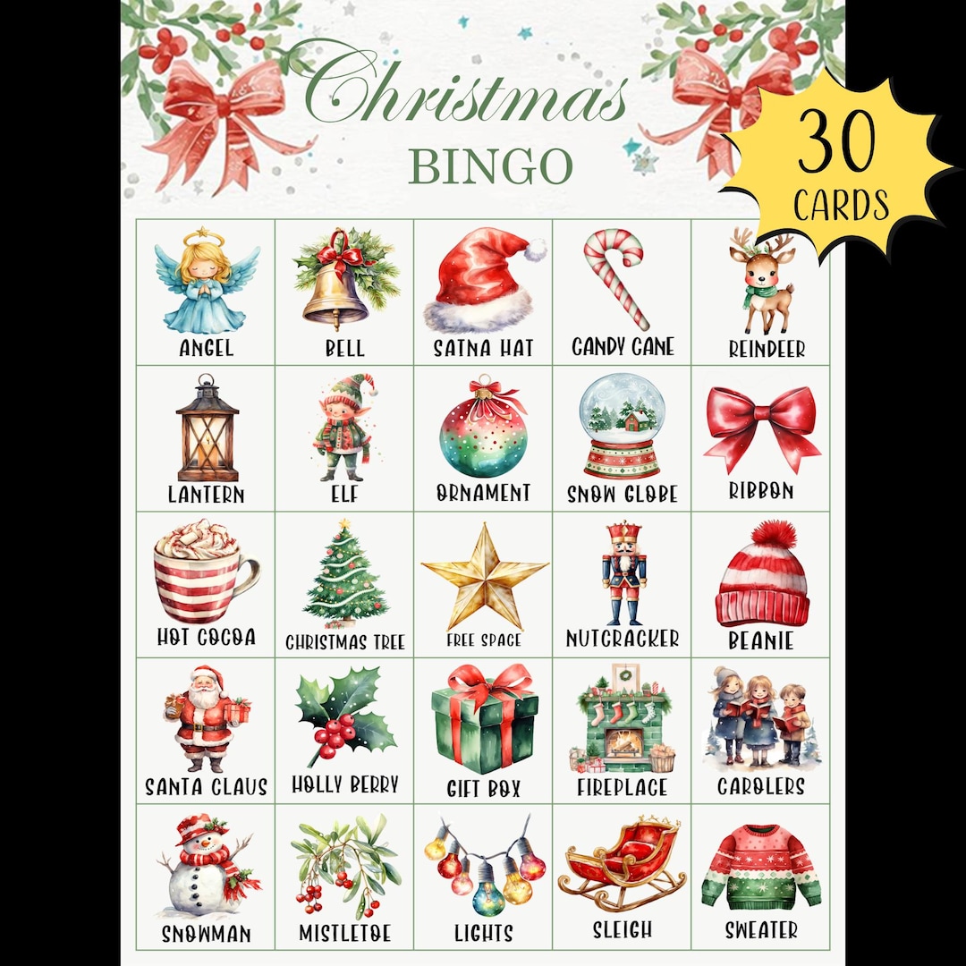 Printable Christmas Bingo Game; Winter Bingo Game; Classroom Party Game ...