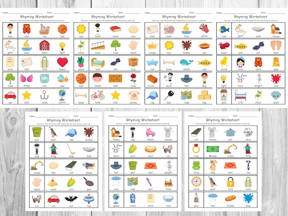 Hojas De Trabajo De Rimas Imprimibles