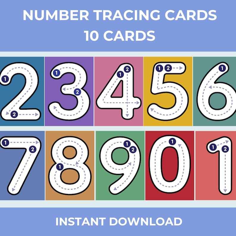 Number Tracing Cards (0-9); Number Practice; Prek Worksheet ...