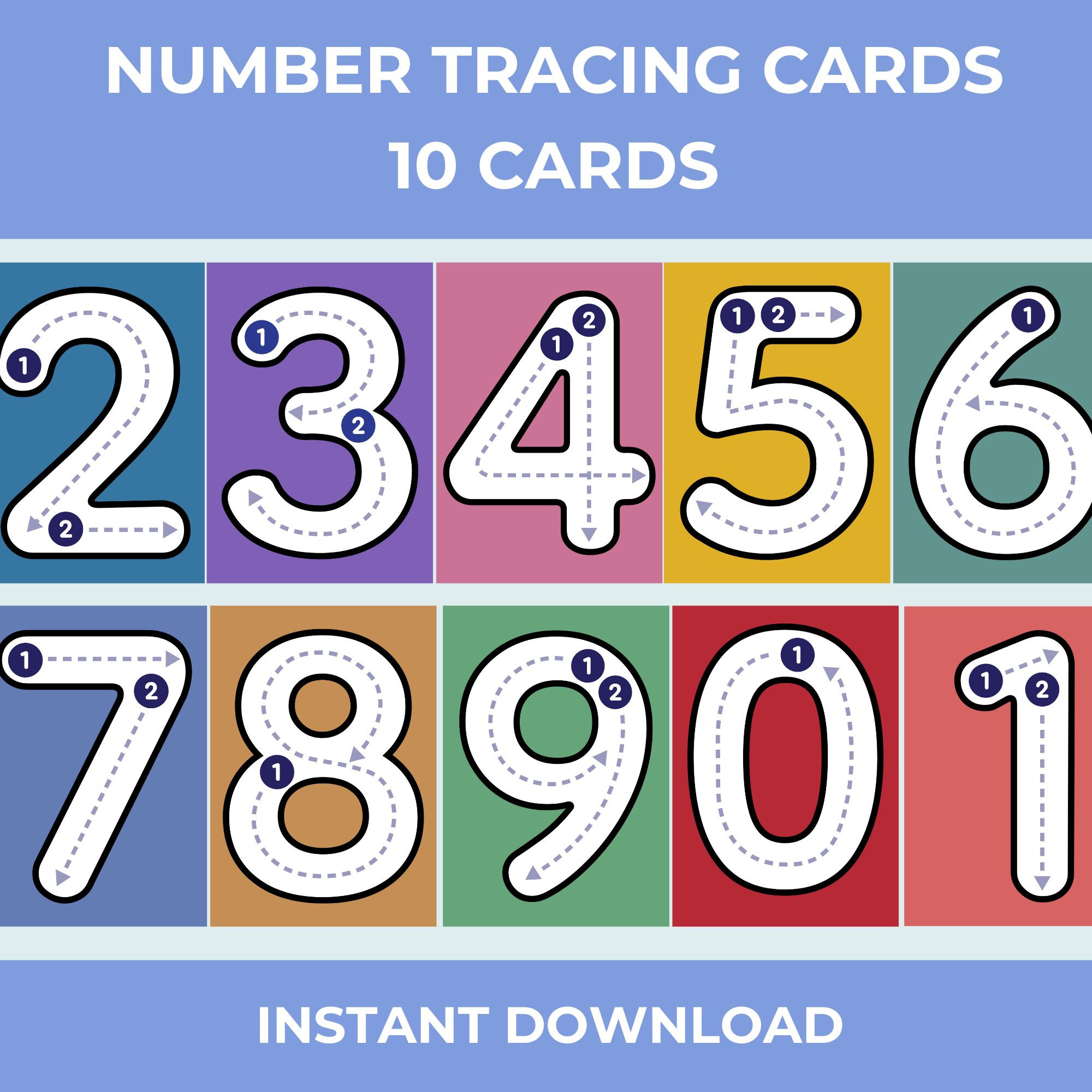 Number Tracing Cards (0-9); Number Practice; Prek Worksheet ...