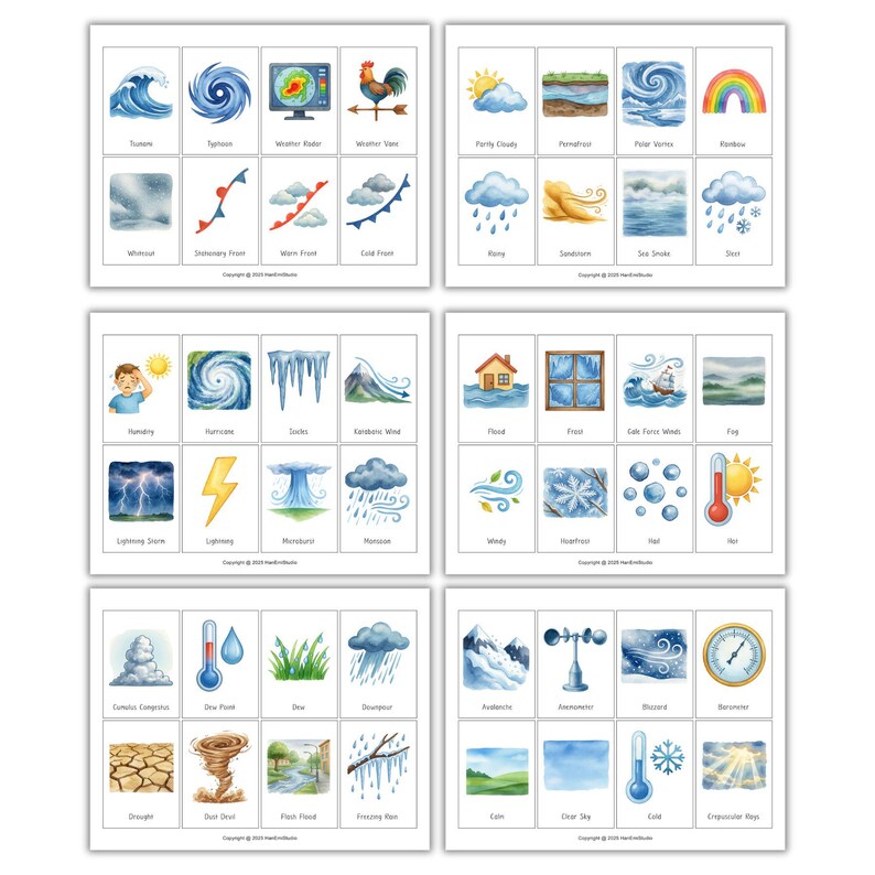 Weather Flashcards Printable; Montessori Nature Study; Weather Study ...