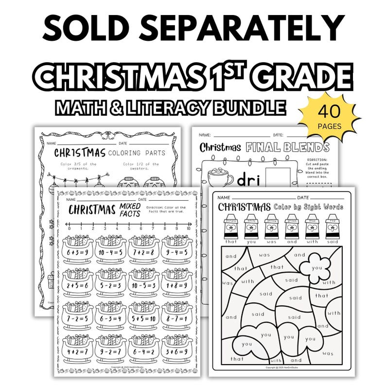 Christmas Math Worksheets for 1st Grade; First Grade Math Worksheets ...