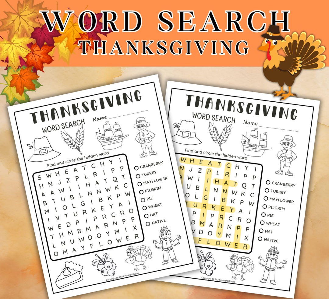 Thanksgiving Word Search for Kid; Thanksgiving Coloring Page ...