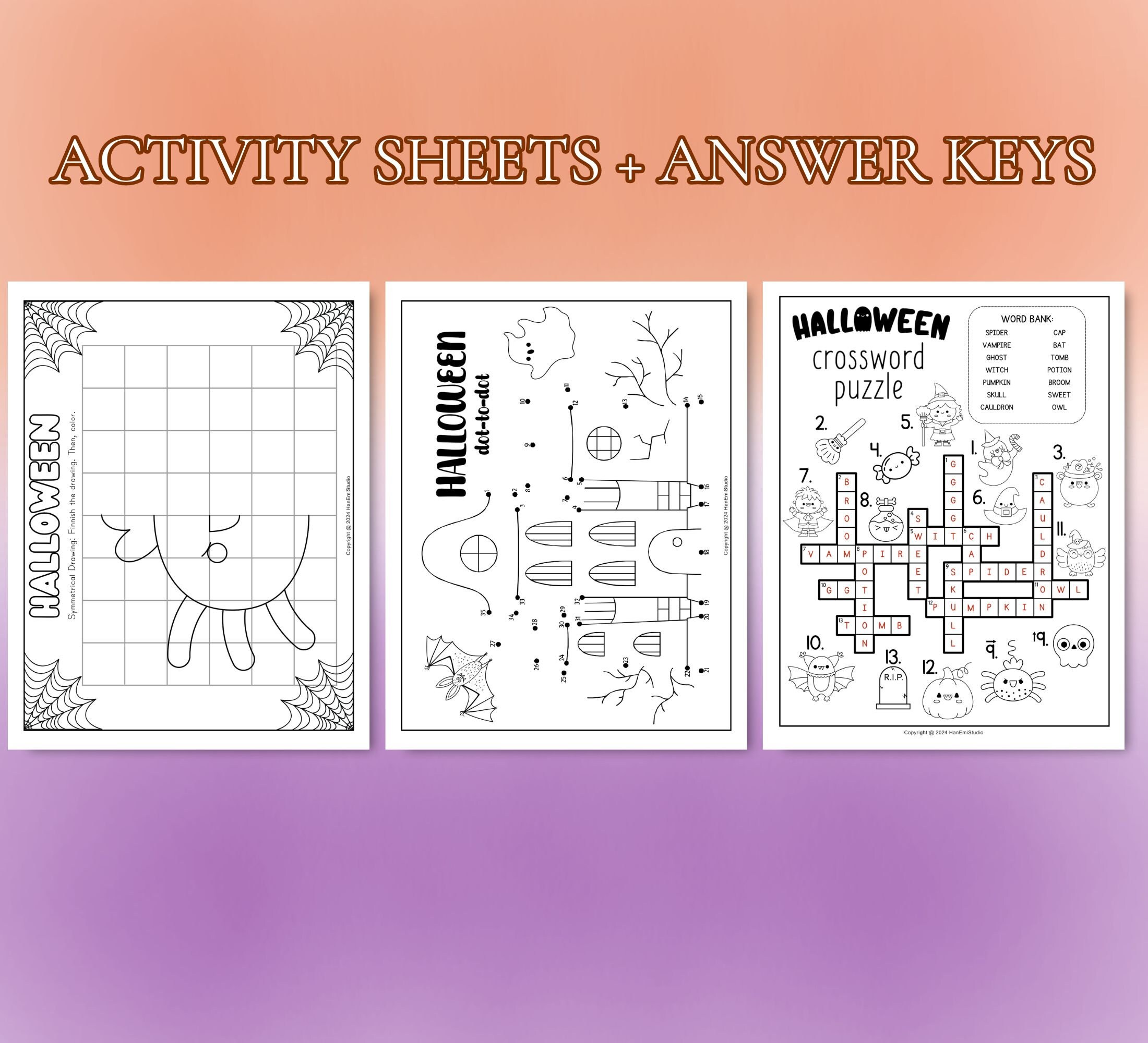 25-page Halloween Kids Activity Pack; Halloween Puzzles; Kids Word ...