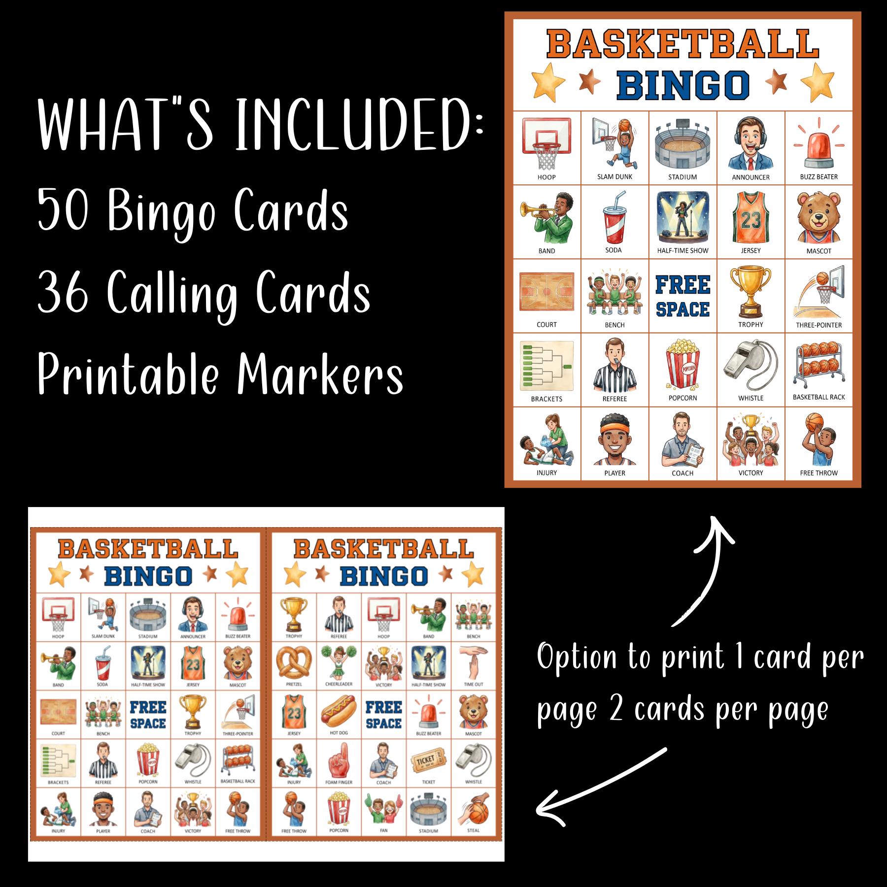 Basketball Bingo Game Printable; Sports Bingo Game; College Basketball ...