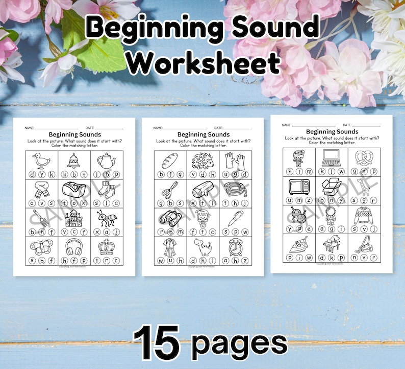 15-page Beginning Sound Worksheets; Prek Learning; Kindergarteners ...